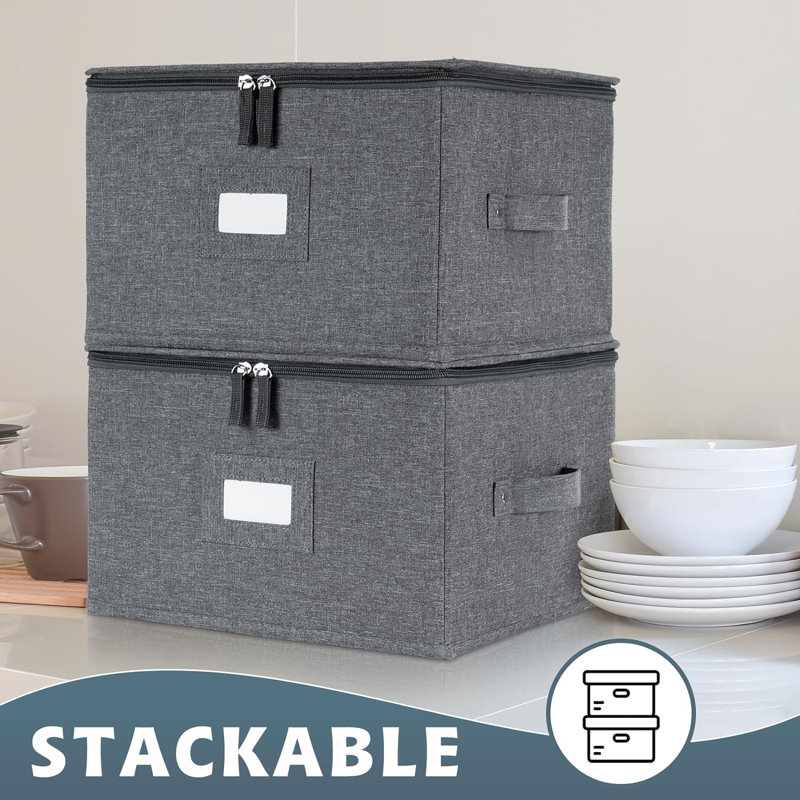 Passetas Fabric Dining Plates Storage with Felt Dividers Included | Wayfair