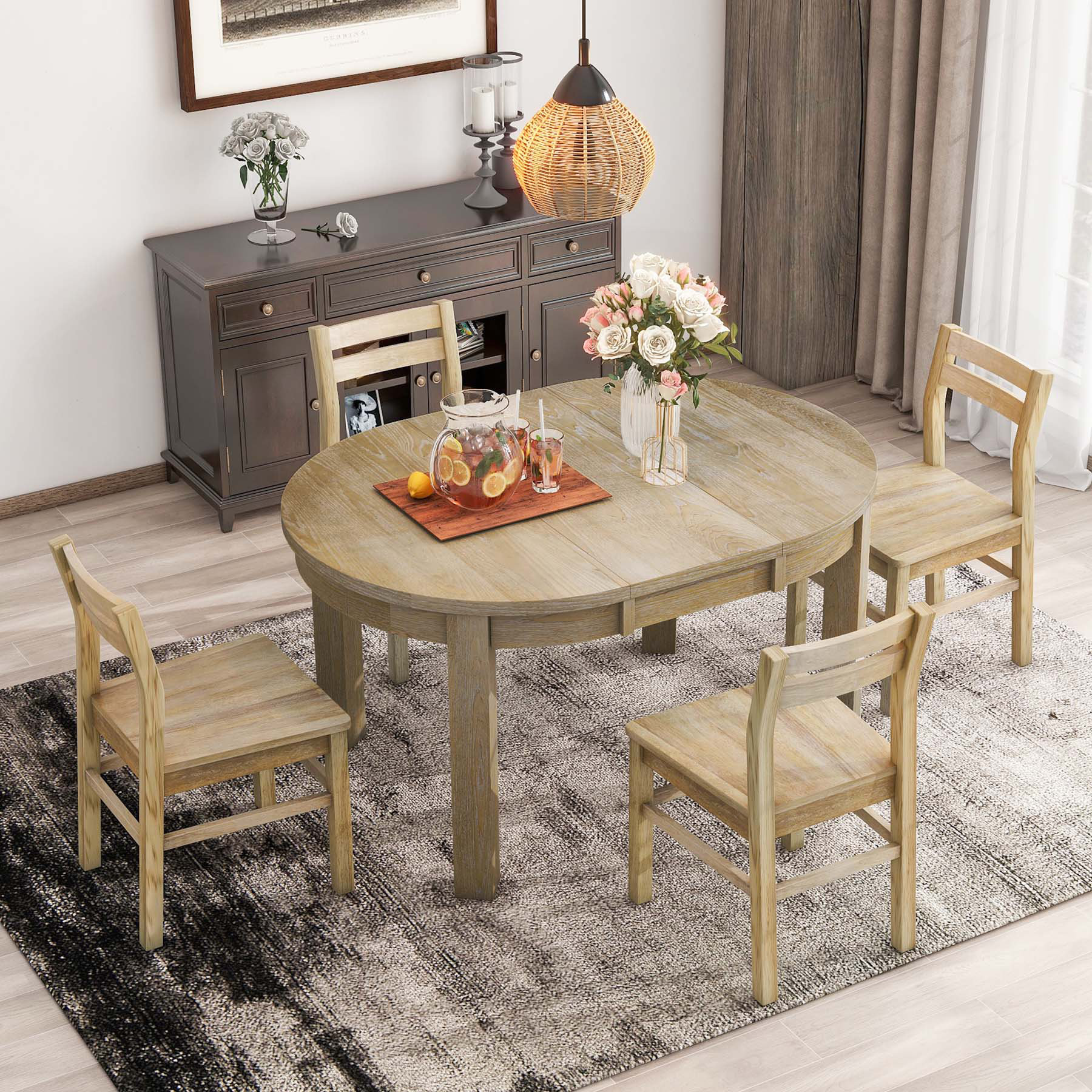 Winston Porter Farmhouse-style Extendable Dining Table Set with Storage ...