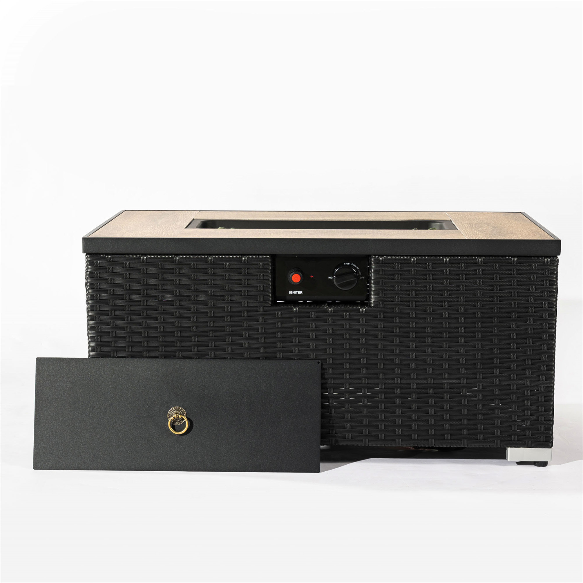 Latitude Run® Rattan Fire Pit Table With Propane Tank Holder, Fire ...