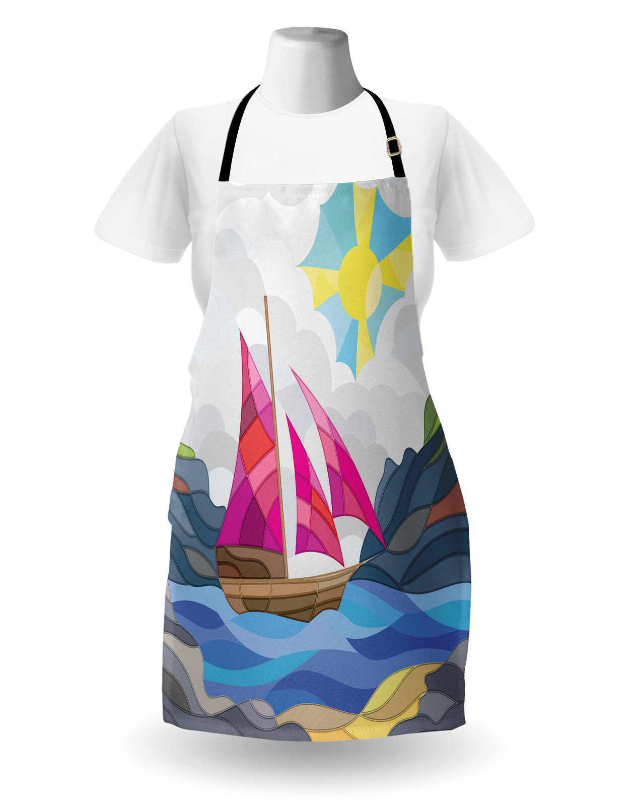 East Urban Home Nautical Apron Unisex, Sun Sail Boat Vitray, Adult Size ...