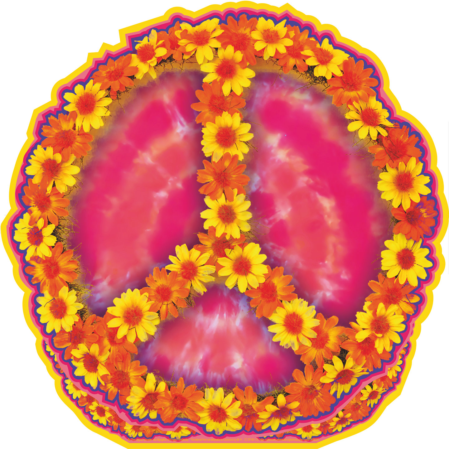 Wet Paint Printing Retro Peace Sign Hippie 60S 70S Flower Tie Die ...