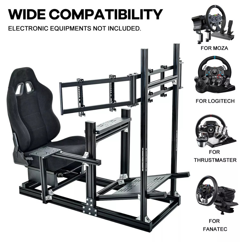 Anman F1 Racing Simulator Cockpit With Seat & Triple Monitor Stand Fit ...