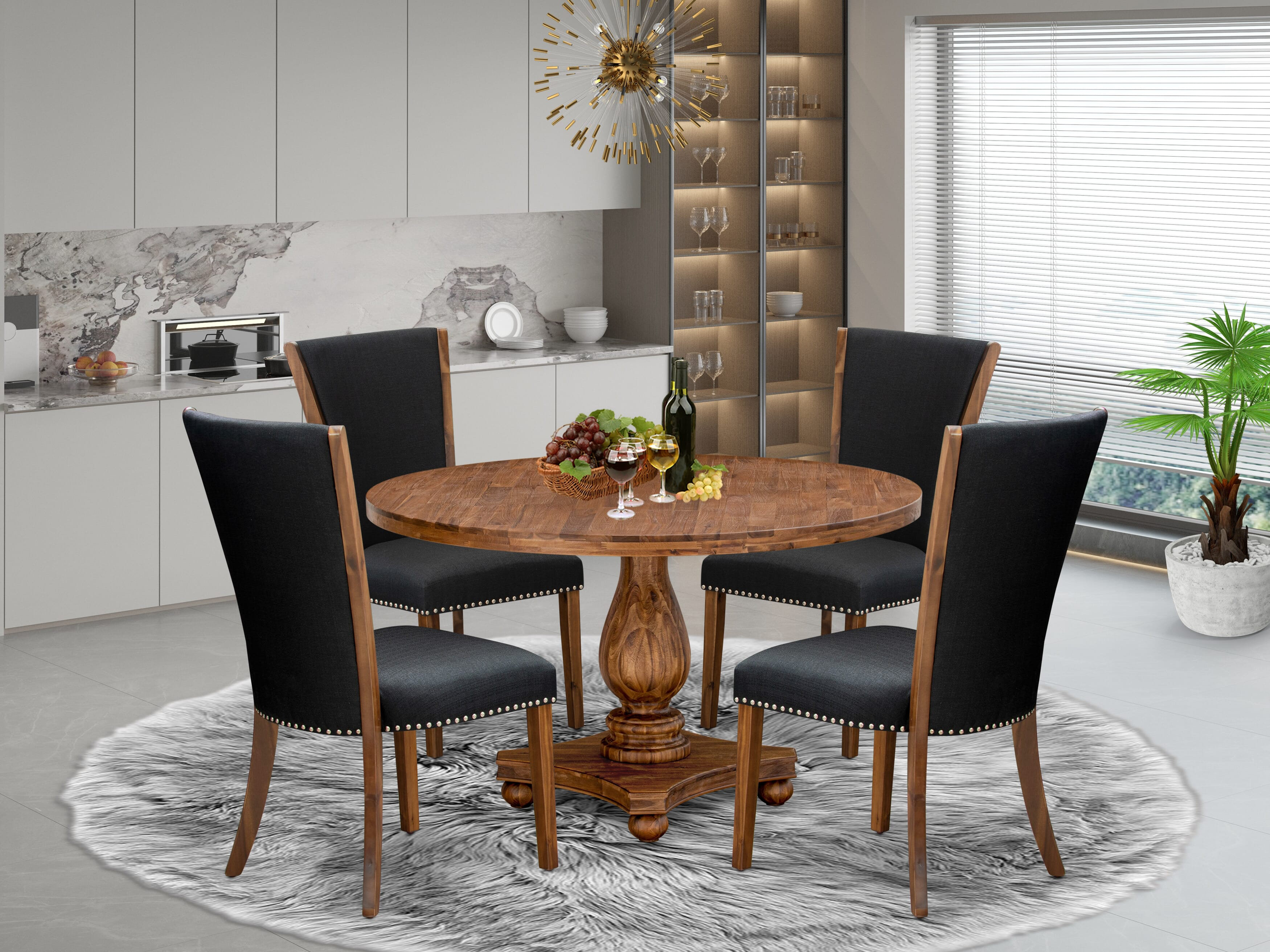 Red Barrel Studio® 5 Piece Dinette Set Consists of a Round Dining Table ...