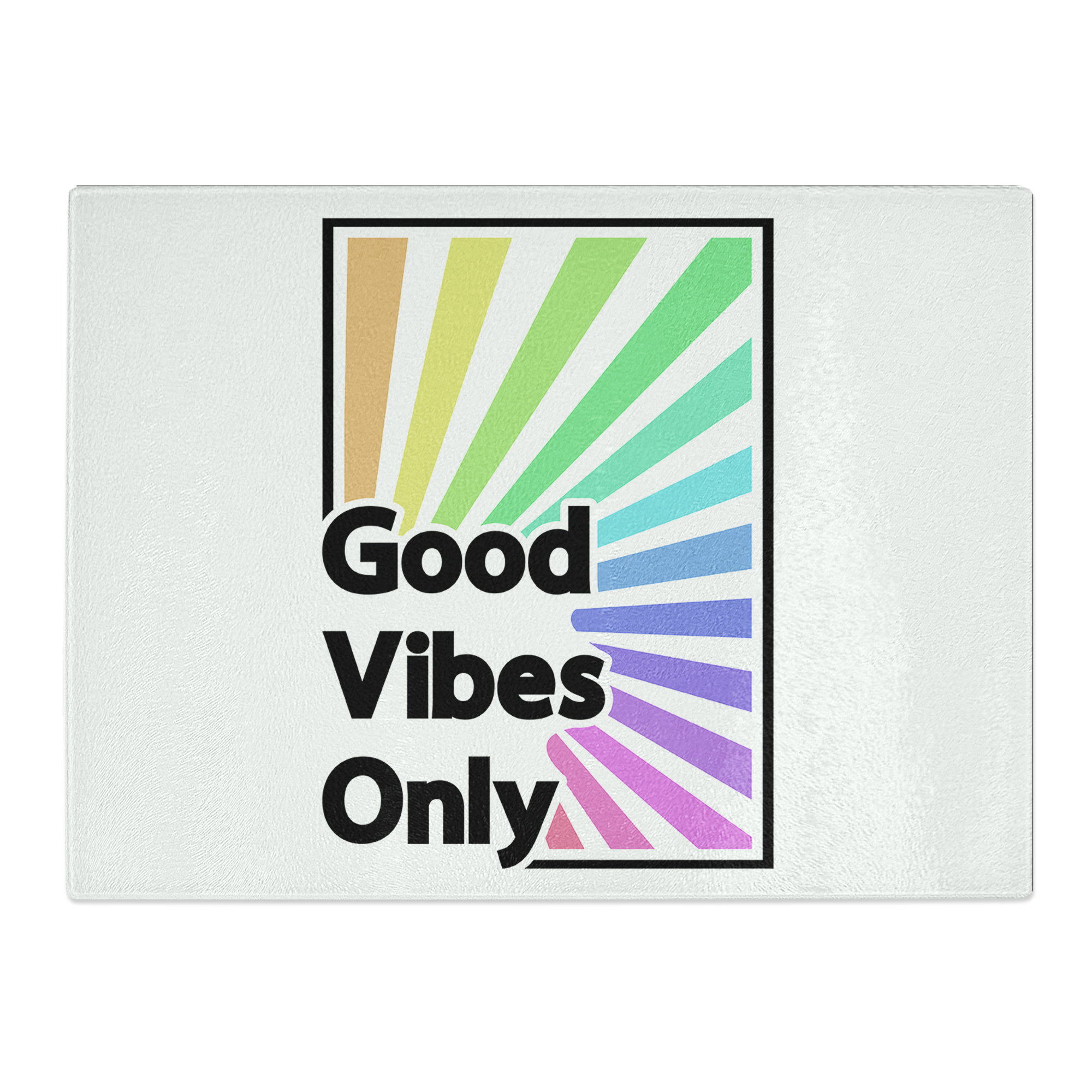 George Oliver Good Vibes Only Rainbow Typography Quote Glass Chopping ...