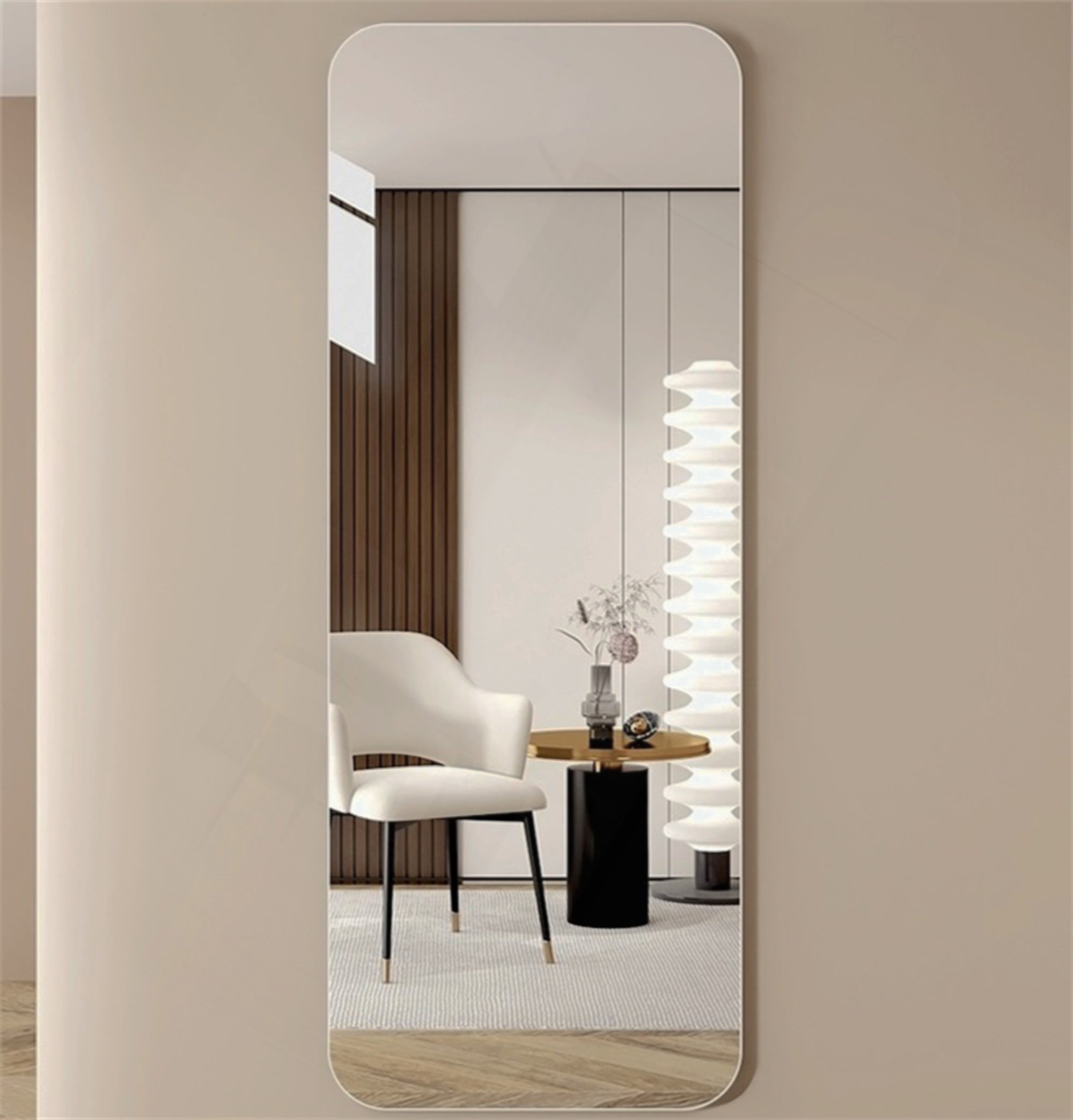 Ebern Designs 65"X 24" Inch Full Body Round Corner Mirror For Living ...