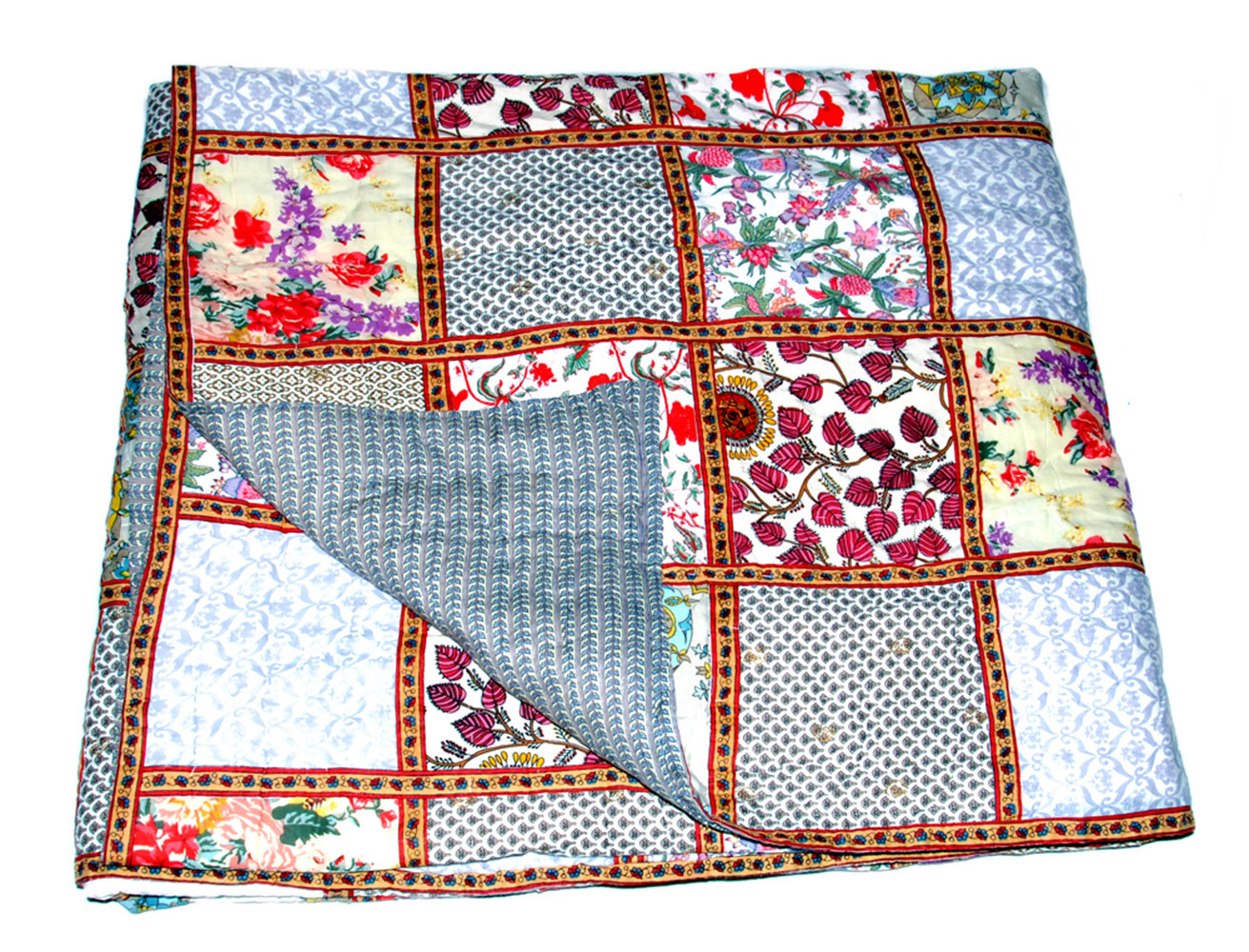 Timbergirl Cotton Block Print Patchwork Single Reversible Quilt | Wayfair