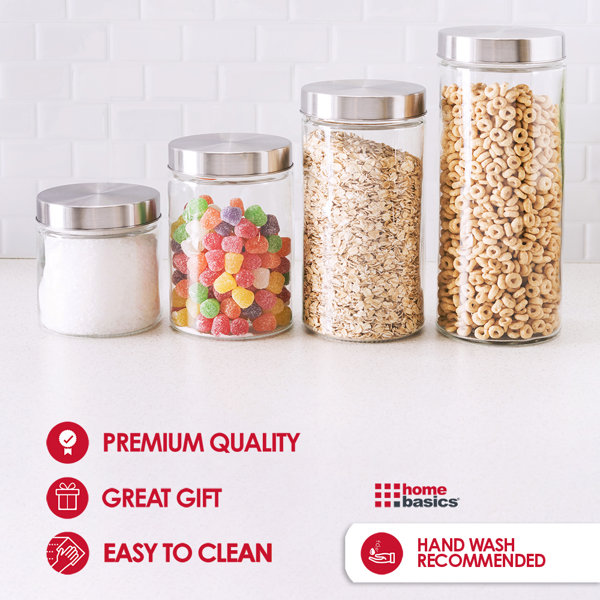 Home Basics Glass 4 Piece Kitchen Canister Set & Reviews | Wayfair
