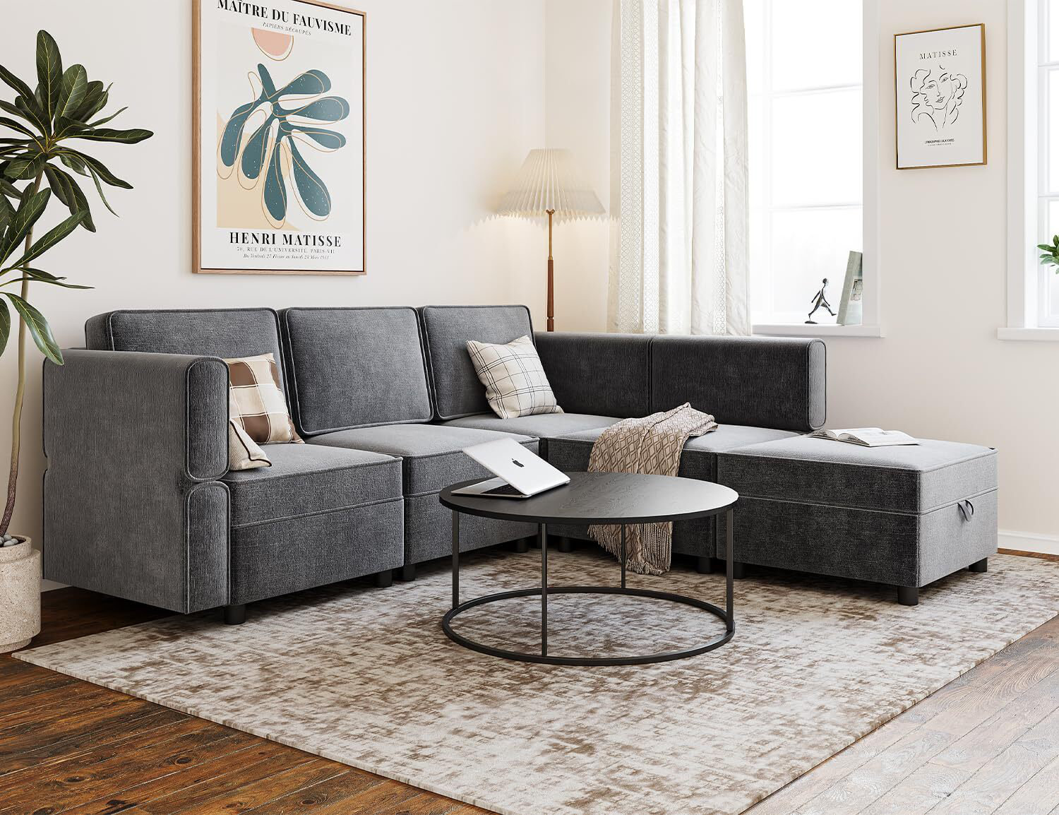 Latitude Run® Modular Sectional Sofa, Chenille Reversible Modular ...