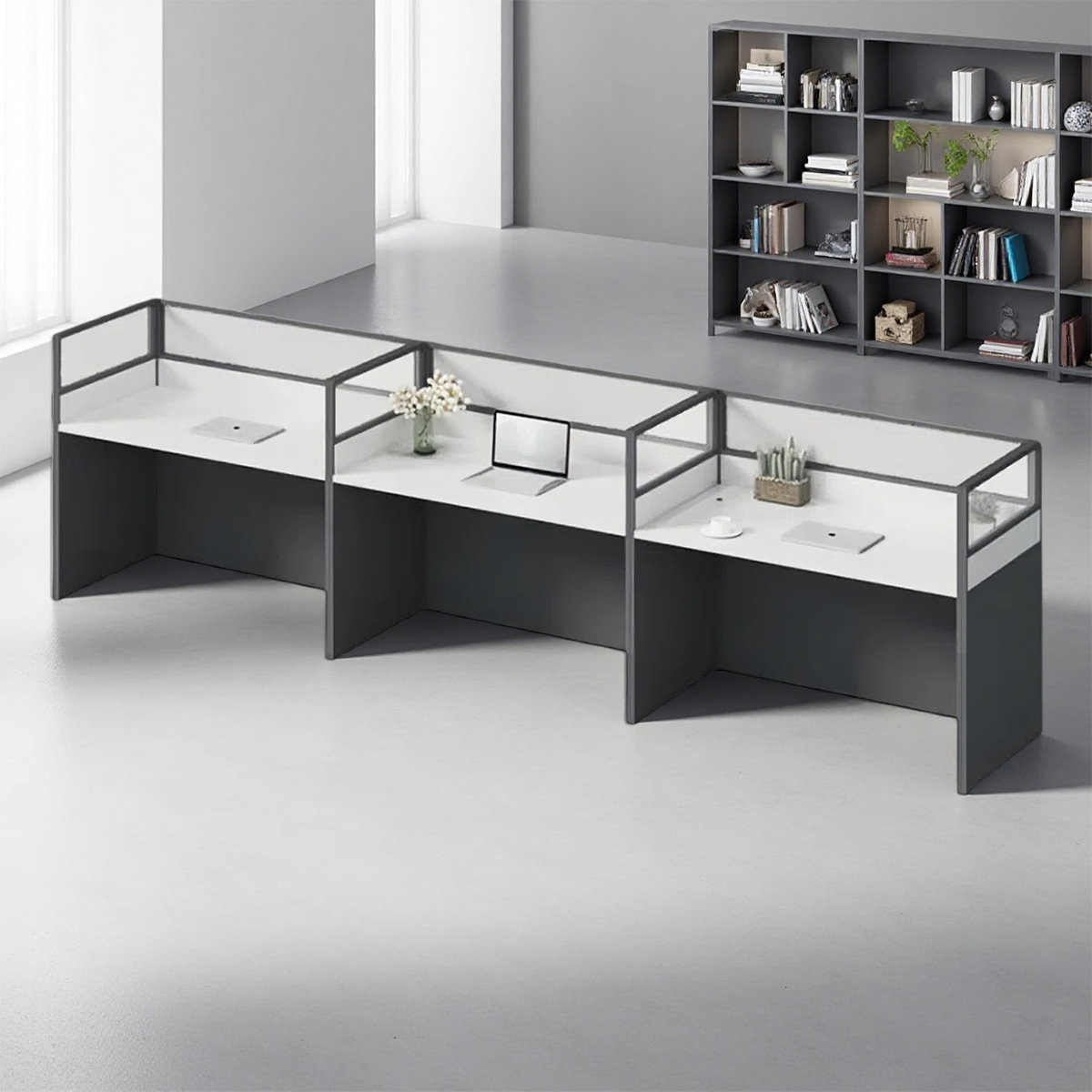 VIFOTO Rectangle 3 Person Office Cubicle Desk - Wayfair Canada