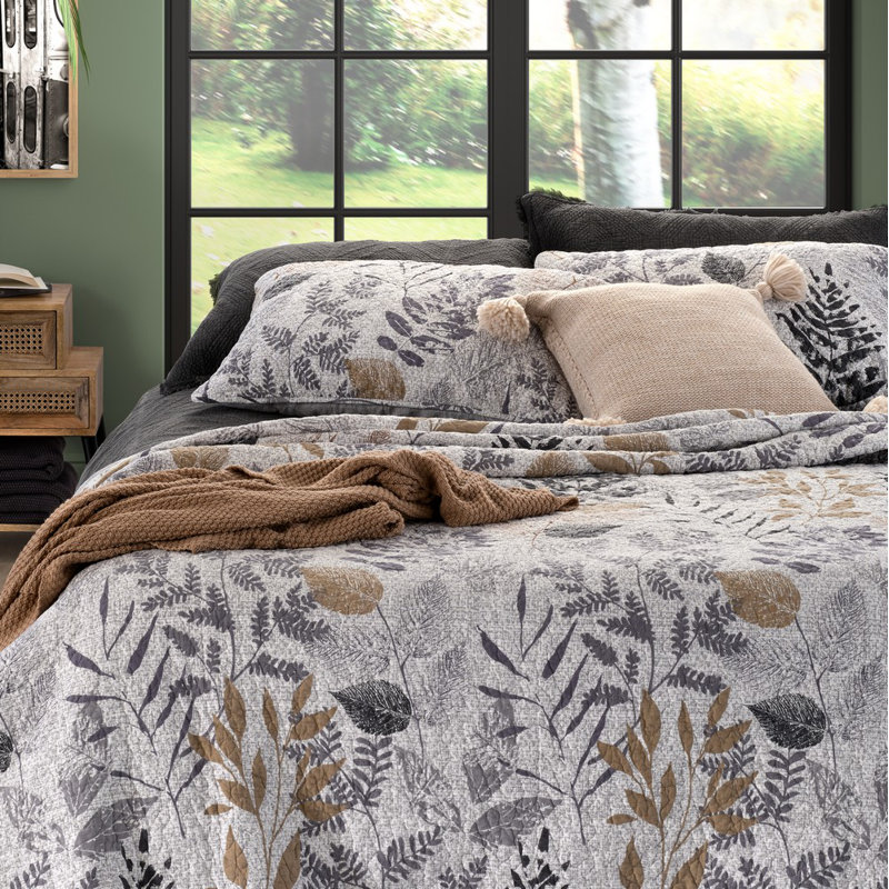 Brunelli Bernardyn Grey/Tan Cotton Reversible Quilt Set & Reviews ...