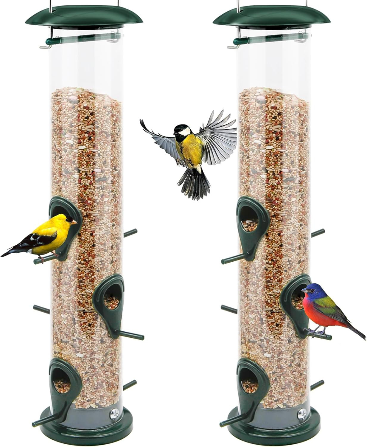 Arlmont & Co. 2 Pack Classic Bird Feeders 6 ports. 2LB capacity. For ...