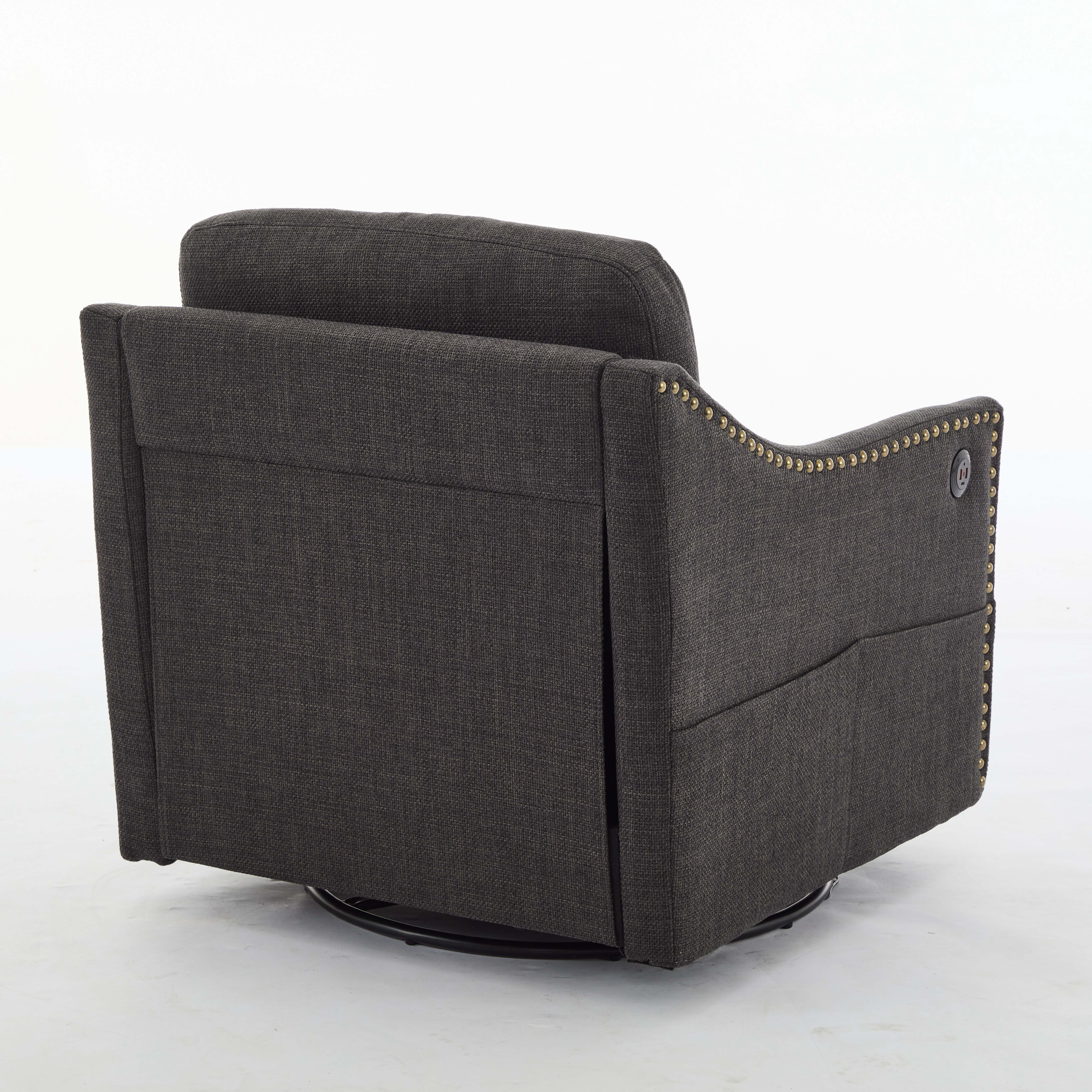 George Oliver dark grey 360 degree swivel rotating accent chair with ...