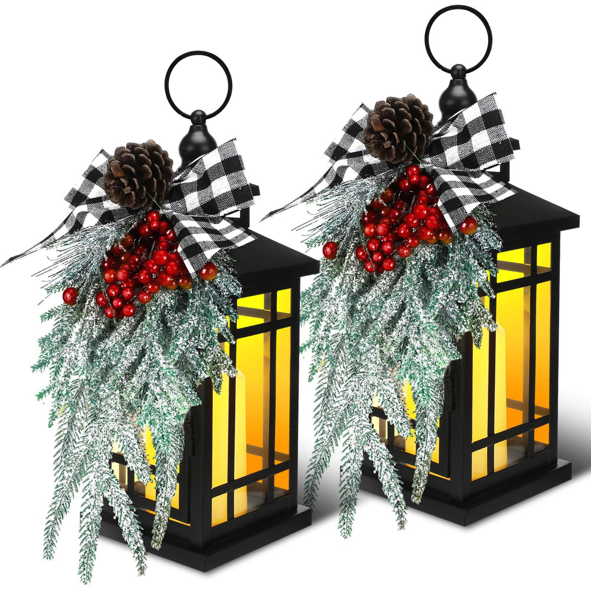 One Allium Way® Christmas Lanterns Porch Decorations With Led Candle ...