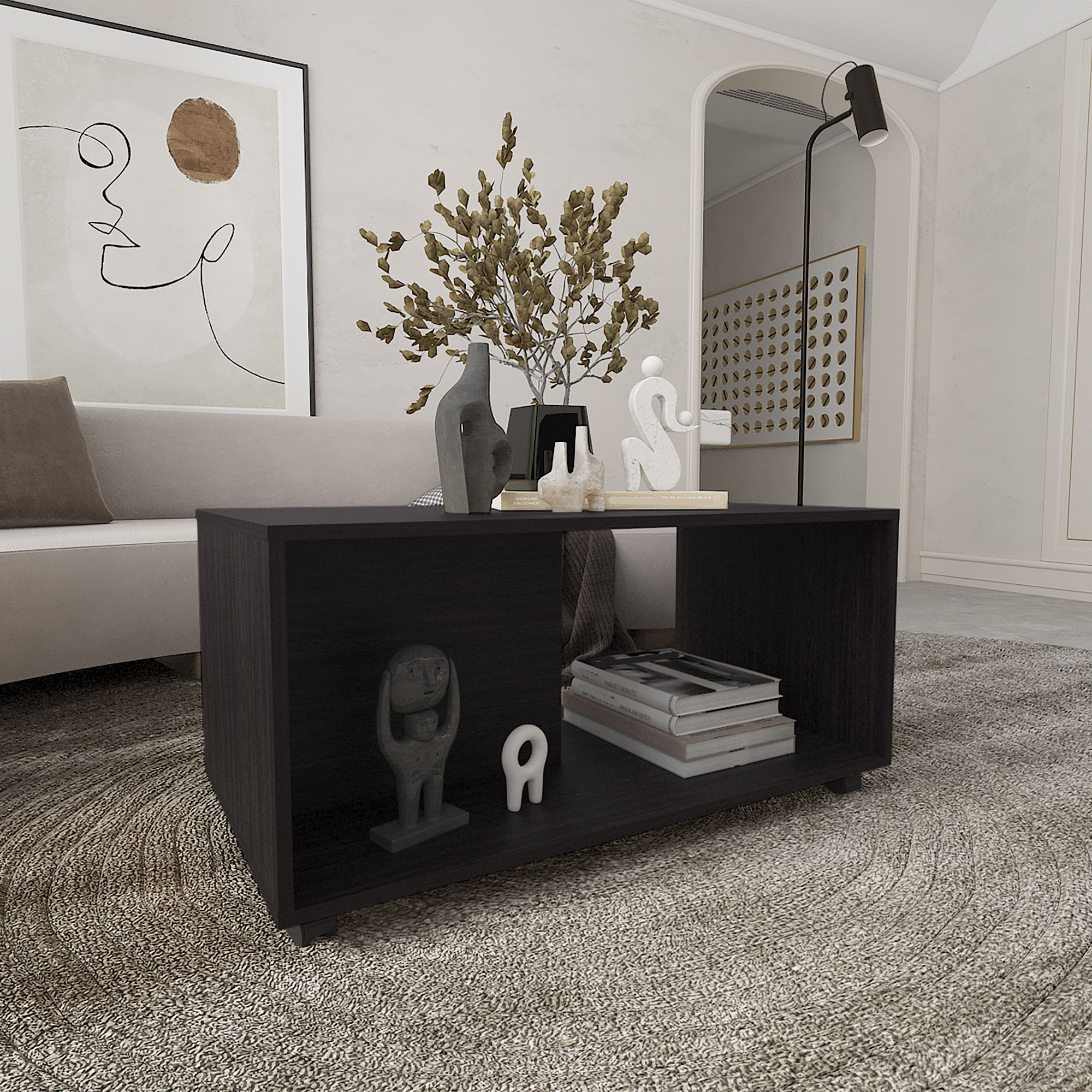 Ebern Designs Coffee Table, Mobile, One Shelf, Rectangular, Living Room ...