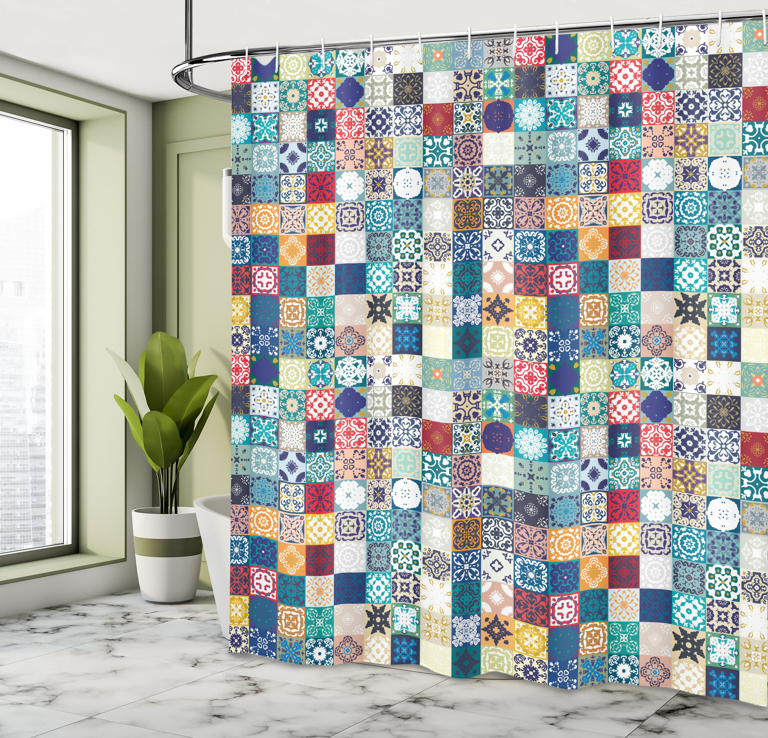 Ambesonne Patchwork Shower Curtain with Hooks Included | Wayfair