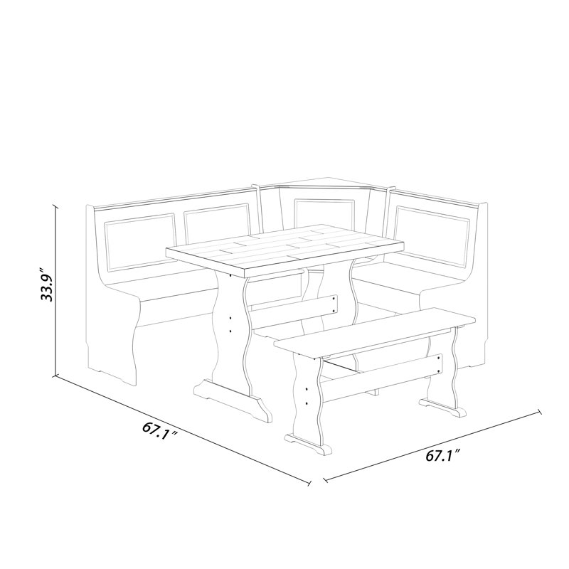 corner breakfast nook dimensions