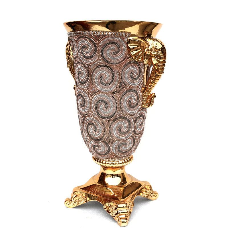 NUBE Rugs Gold 15" Ceramic Table Vase | Wayfair