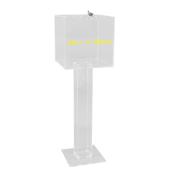 FixtureDisplays Wood Acrylic Large Floor Standing Tithing Box Offering ...