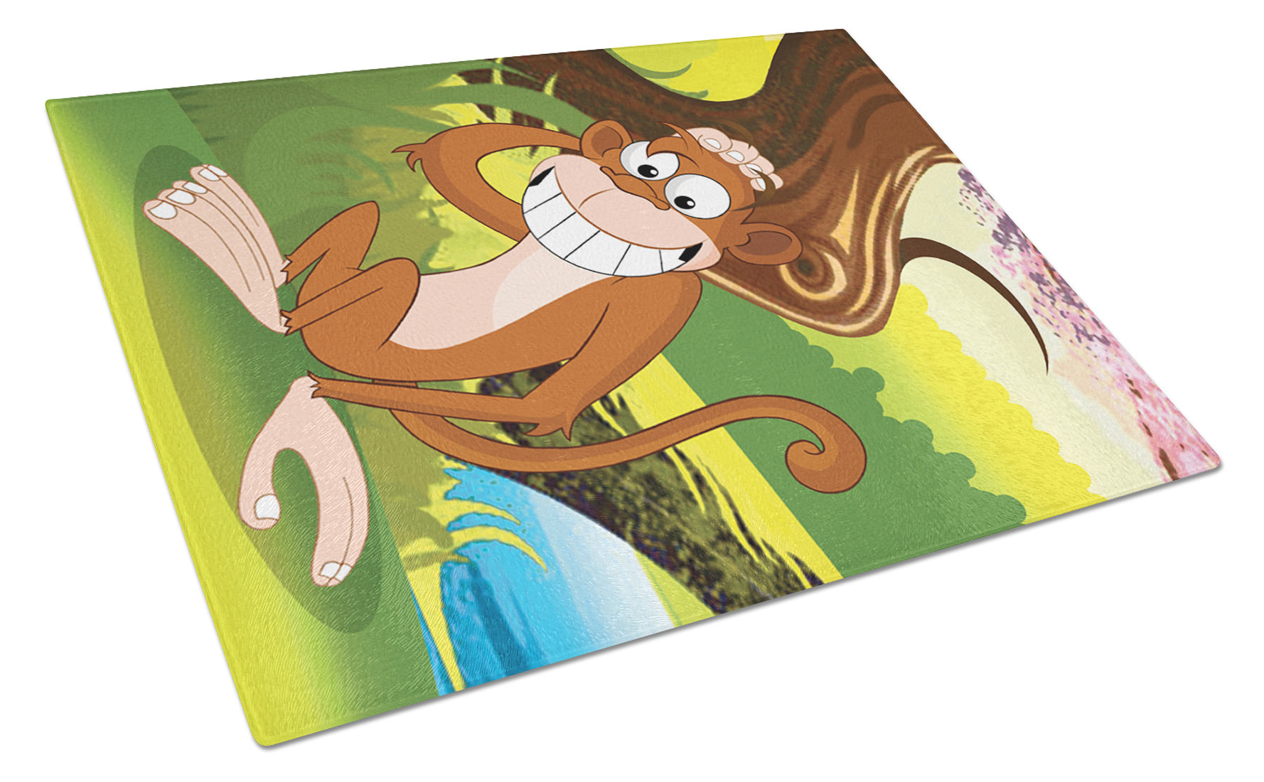Caroline's Treasures Tempered Glass Monkey Under the Tree Cutting Board ...