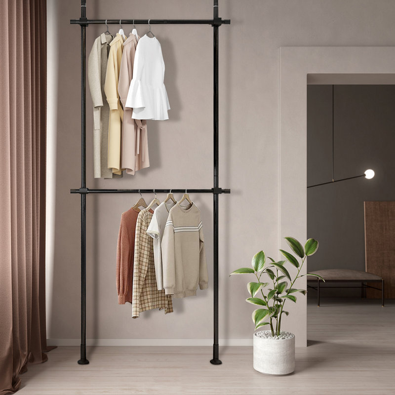 Rebrilliant Amlcar 2-Tier Metal Adjustable Clothes Rack & Reviews | Wayfair