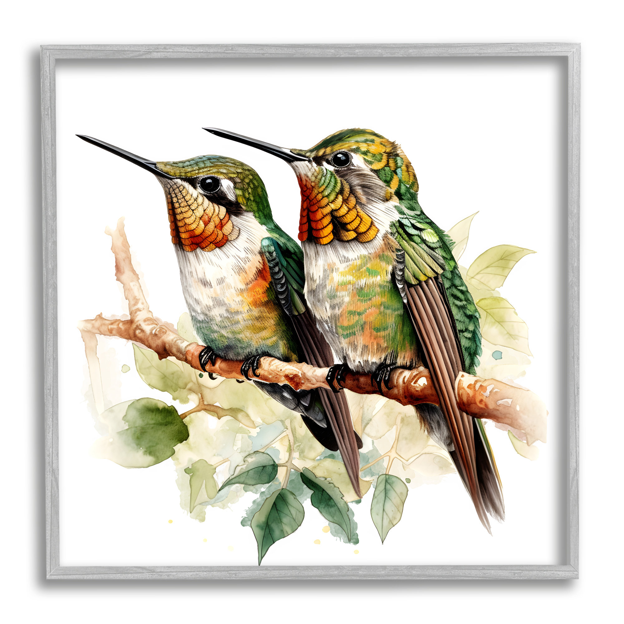 Stupell Industries Green Hummingbirds Duo Single Picture Frame Print on ...