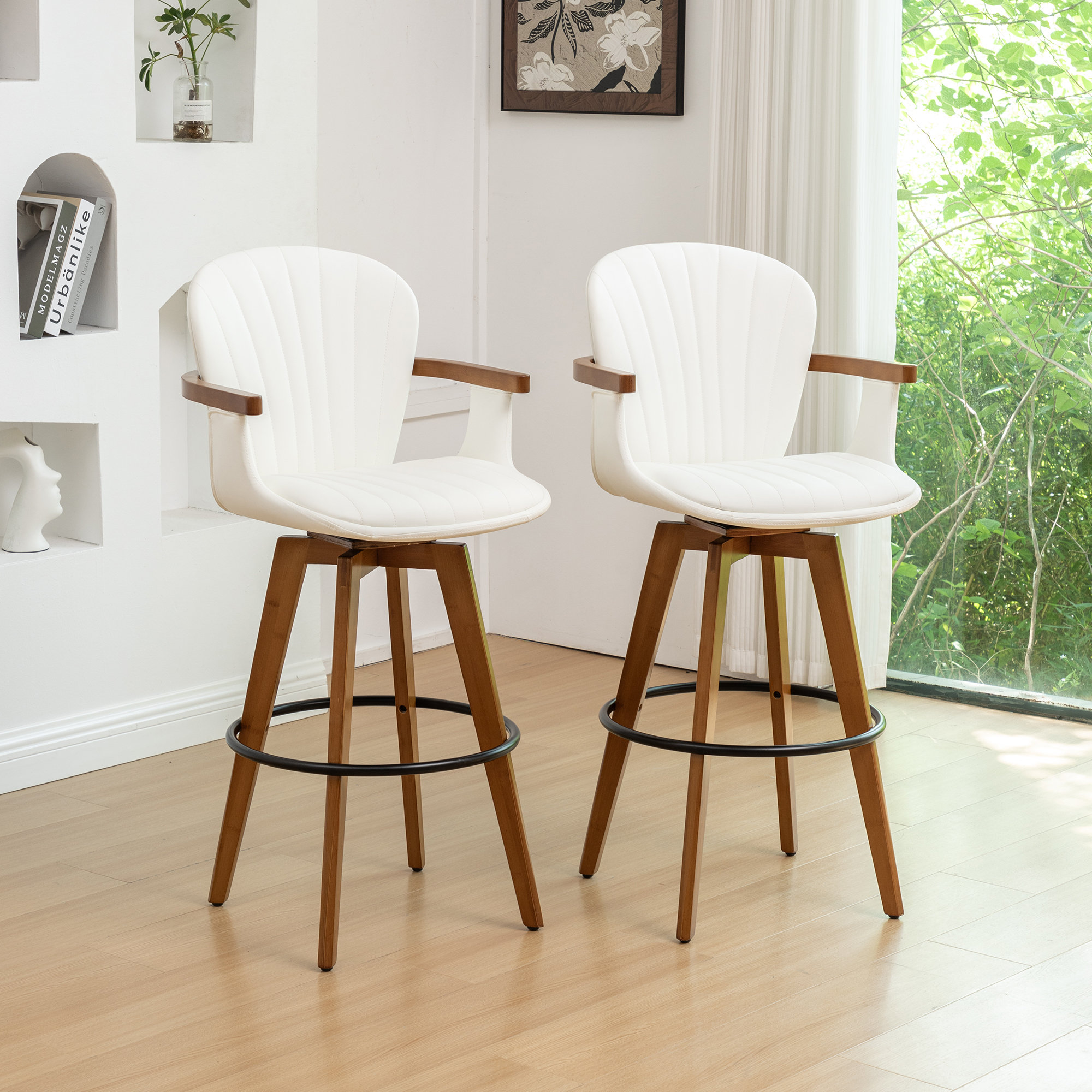 George Oliver Kelsch Swivel Bamboo Counter Stools and Bar Stools ...