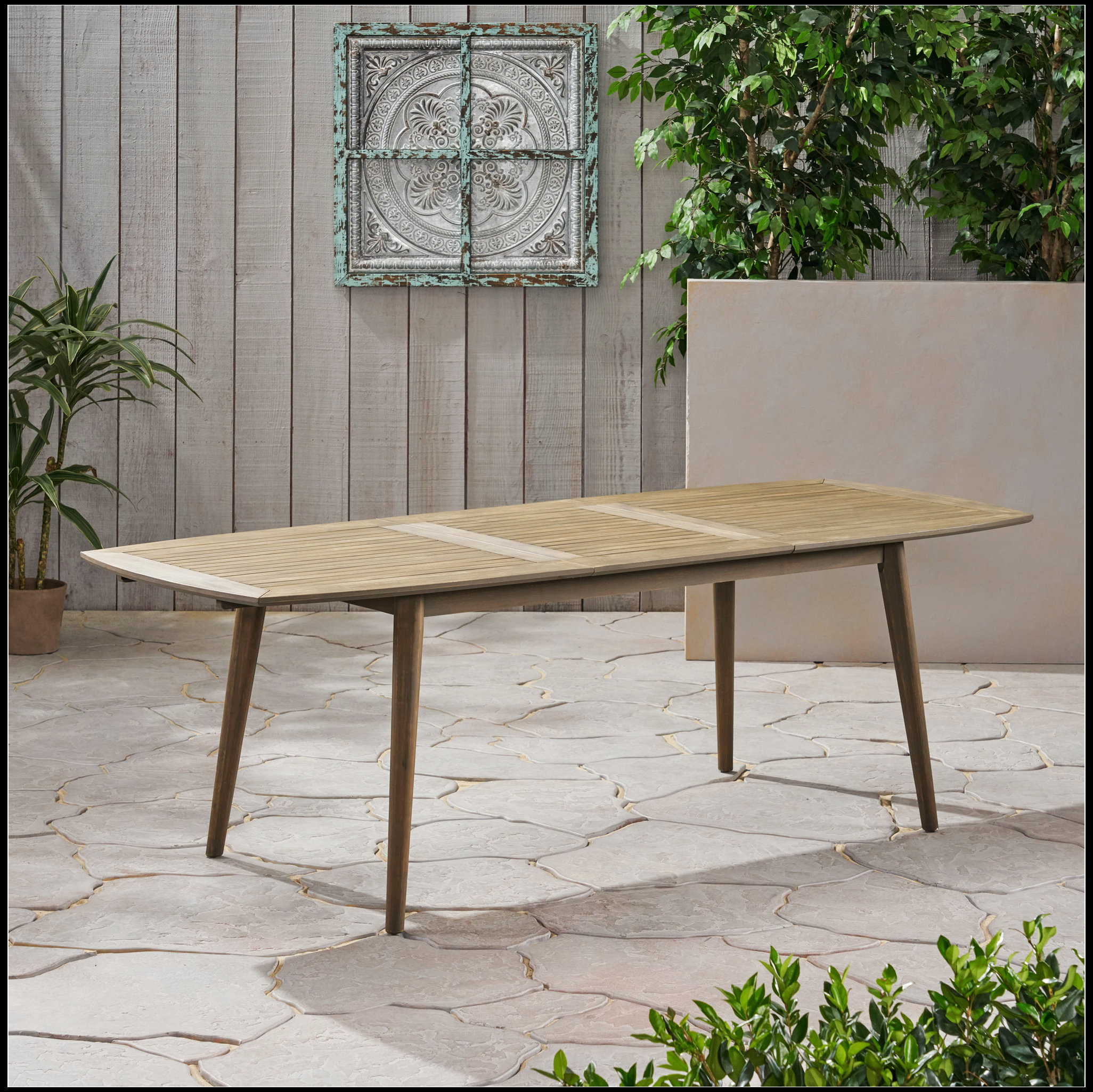 Corrigan Studio® Outdoor Acacia Wood Expandable Dining Table ACACIA ...