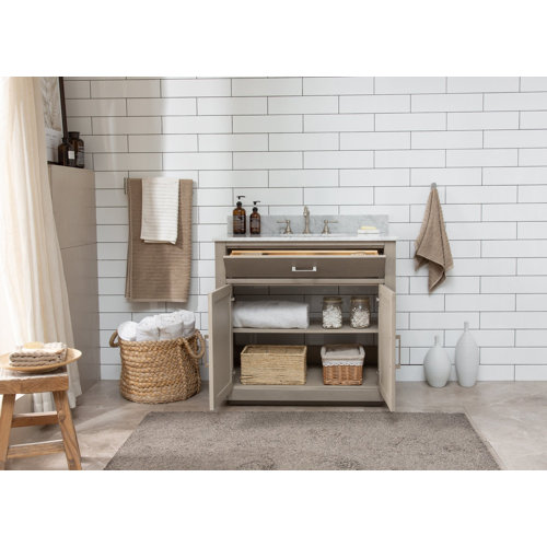 Sand & Stable Ingalls 36'' Single Bathroom Vanity with Marble Top ...
