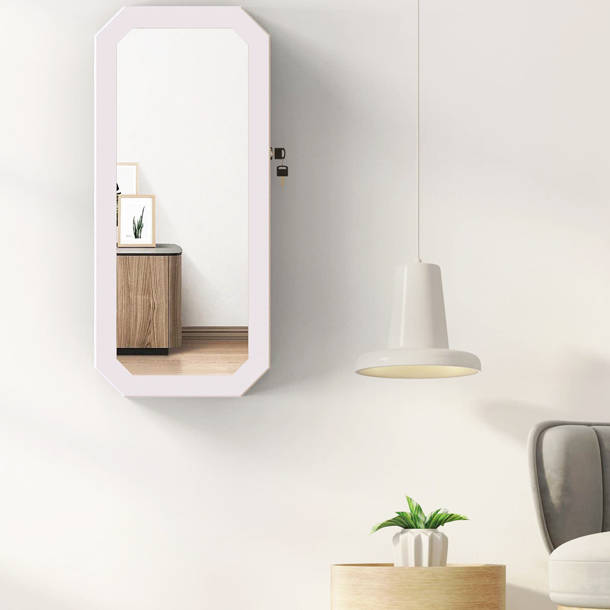 Wrought Studio Glyna LED Jewelry Cabinet Armoire Wall-Mounted Organizer ...