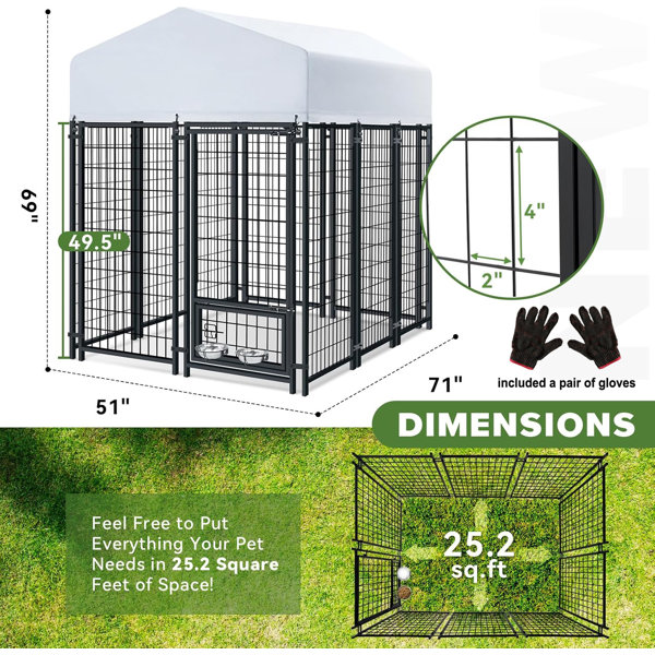 Wayfair 6x4x6FT Outdoor Dog Kennel, Heavy Duty Welded Wire Steel Dog ...