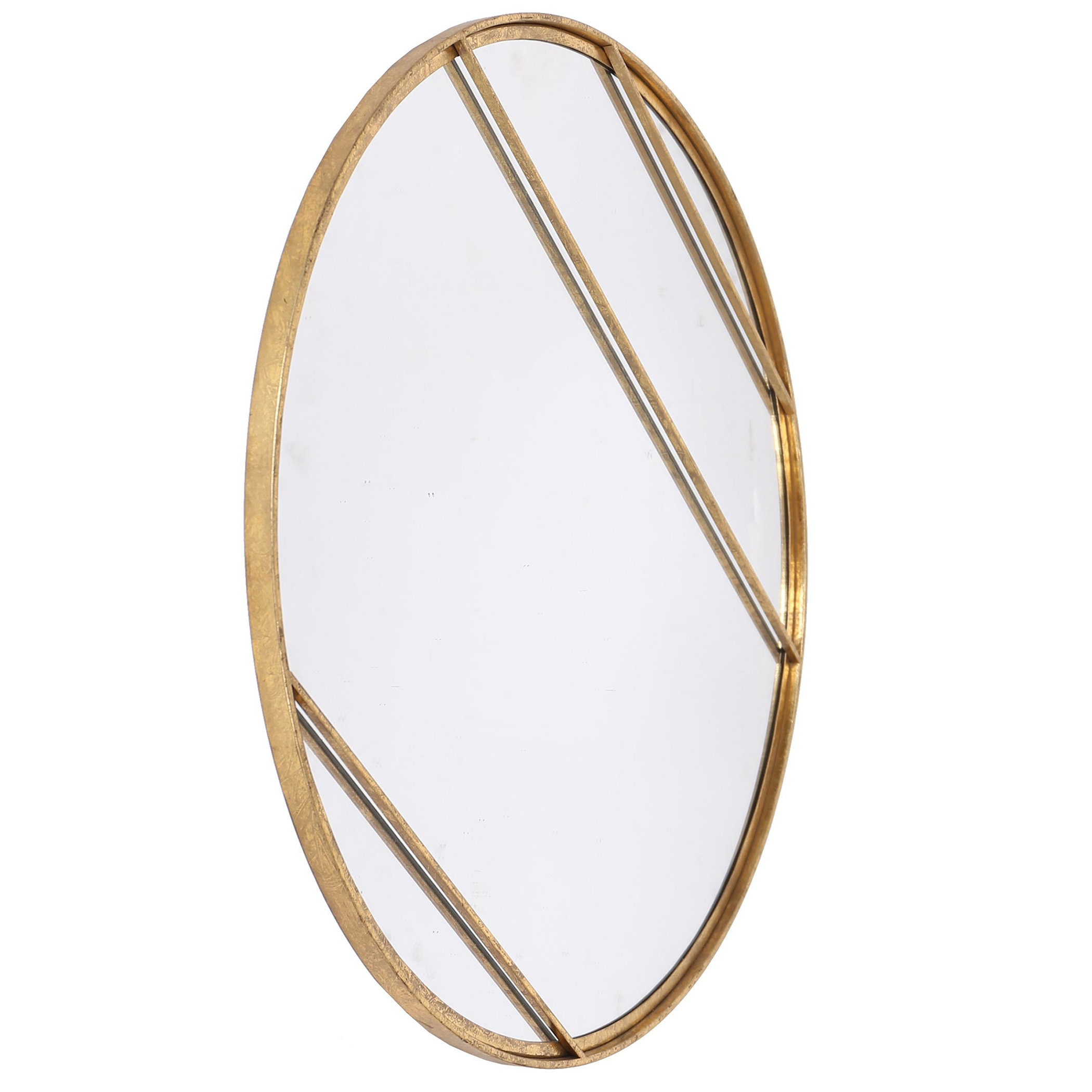 Mercer41 Line Accent Mirror - Gold Metal Round Wall Mirror - 28In Ht. X ...