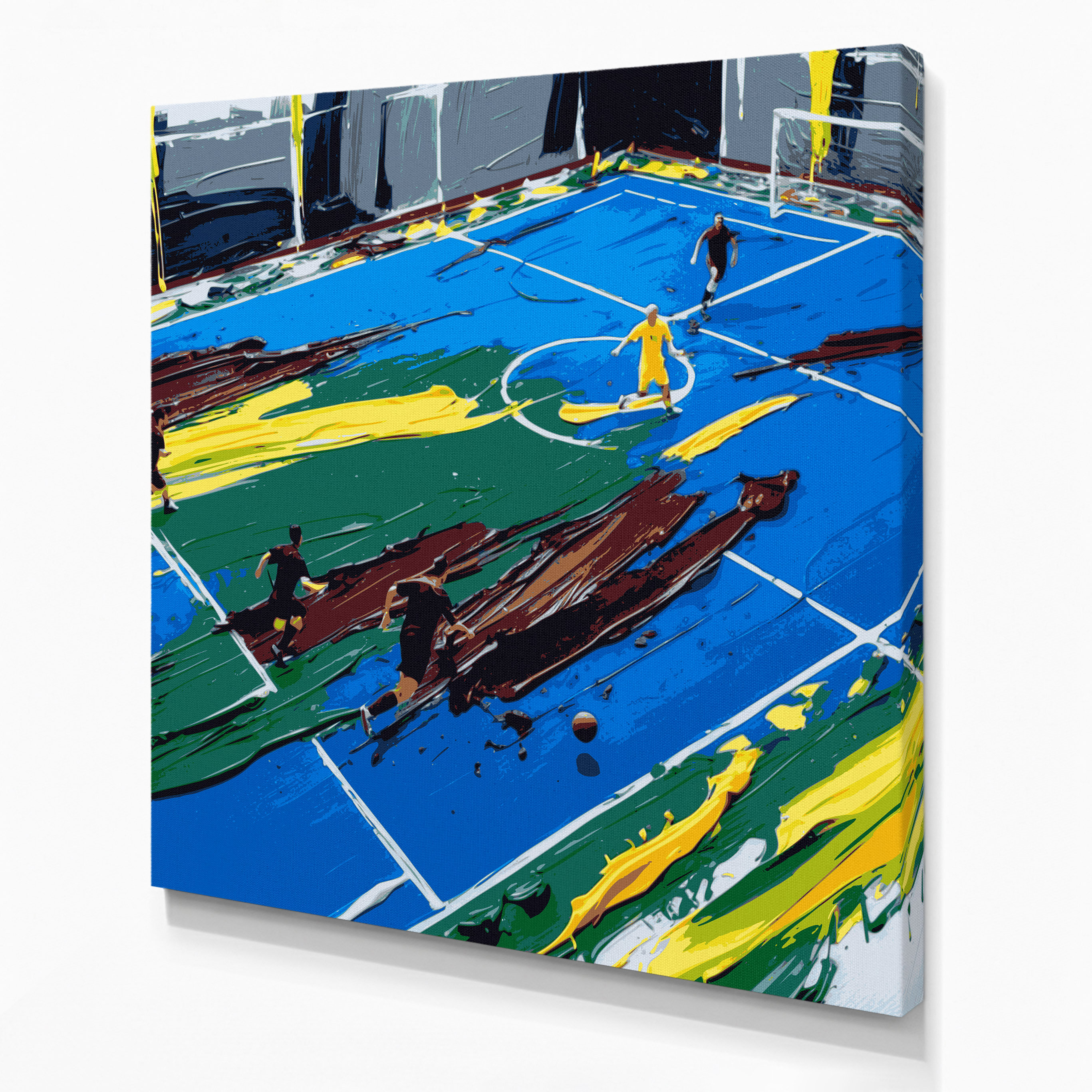 Brayden Studio® Sports Futsal Court Blue Canvas Wall Art | Wayfair