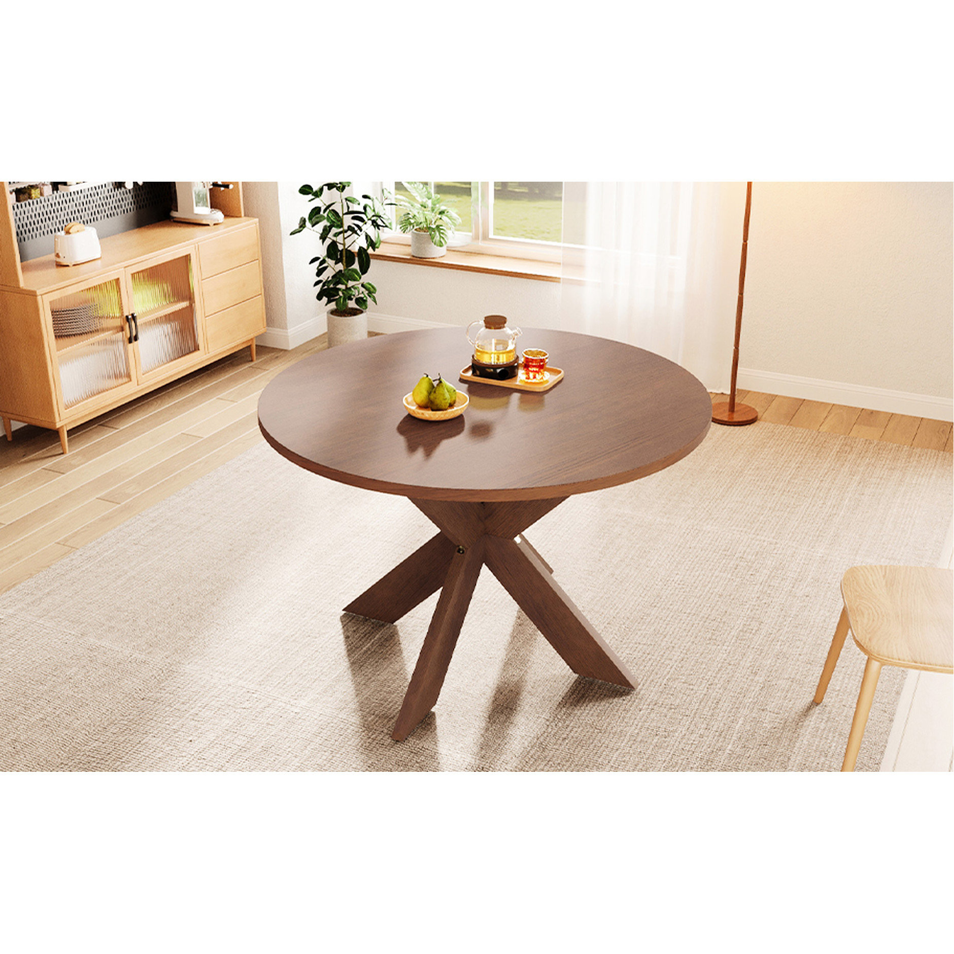 Latitude Run® Modern Round Cherry Kitchen Table, Ideal For Various Room ...