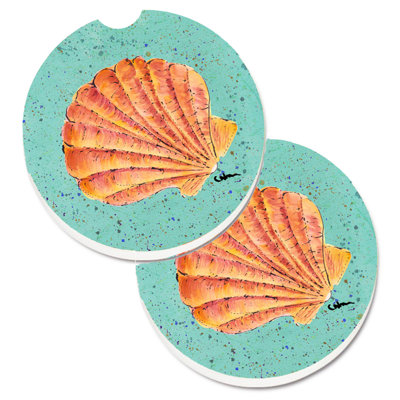 Highland Dunes Ceramic Round 2 Piece Car Coaster Set | Wayfair