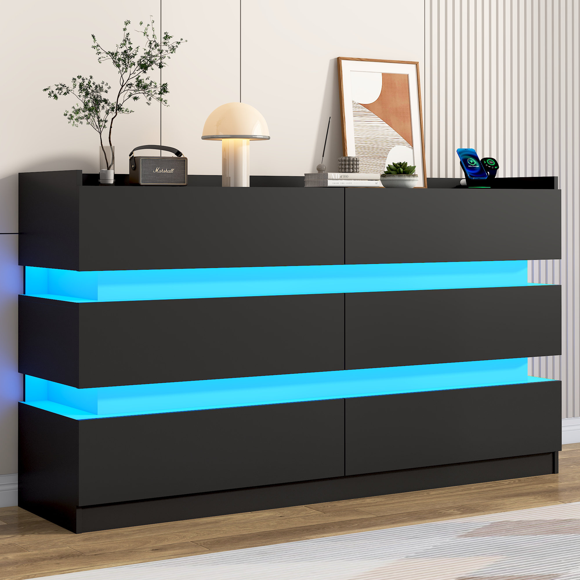 Wrought Studio Commode 6 tiroirs avec prise de courant, double ...