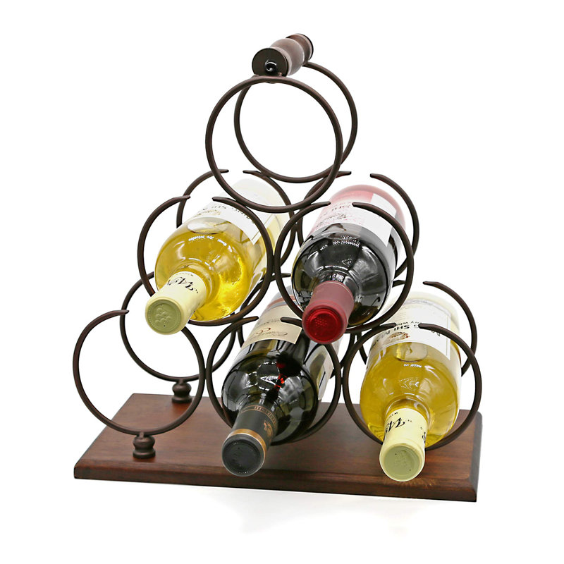 17 Stories Wogara 6 Bottle Countertop Wine Bottle Rack Brown | Wayfair