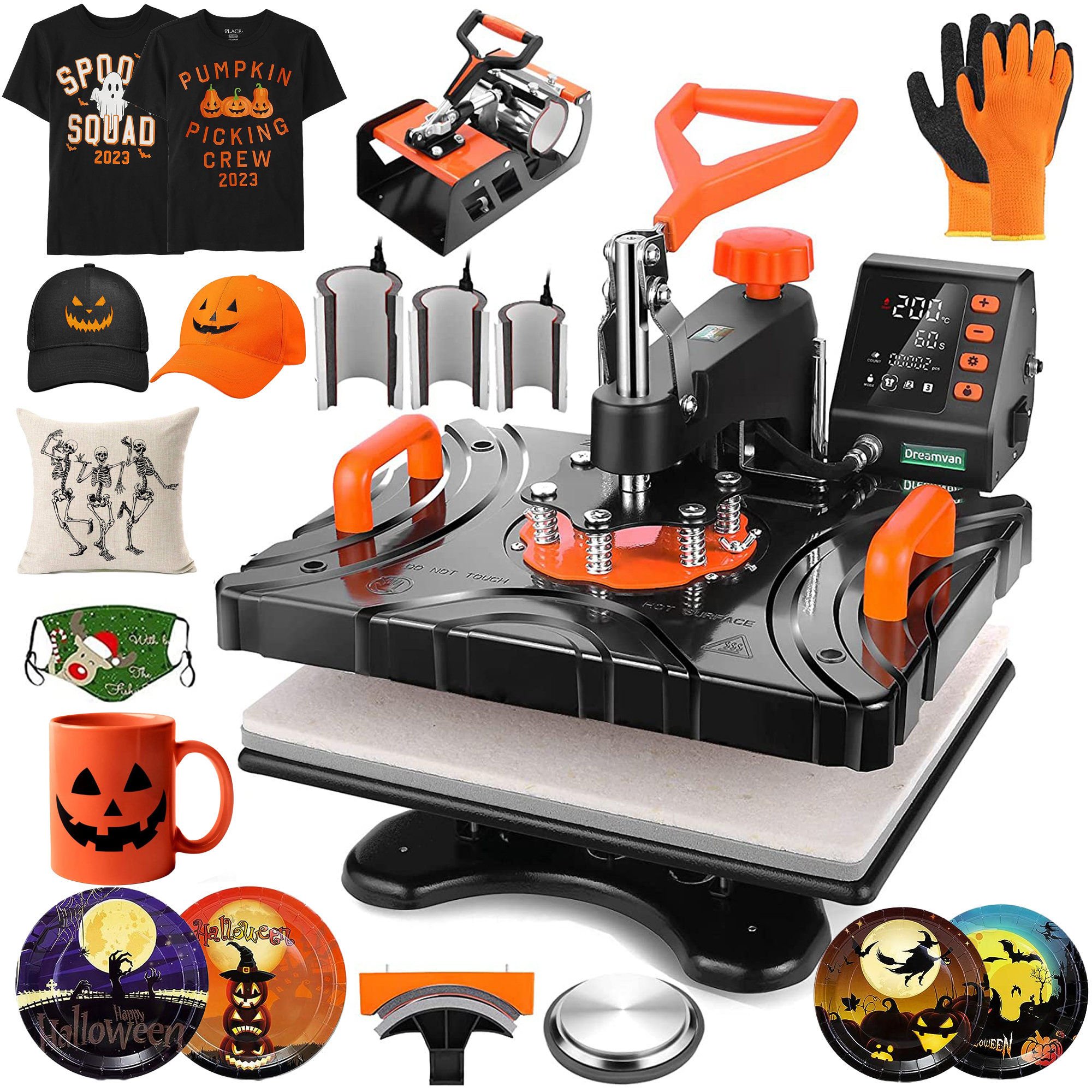 Ancheer 8 in 1 Heat Press Machine 12" x 15" Digital Multifunction Shirt ...