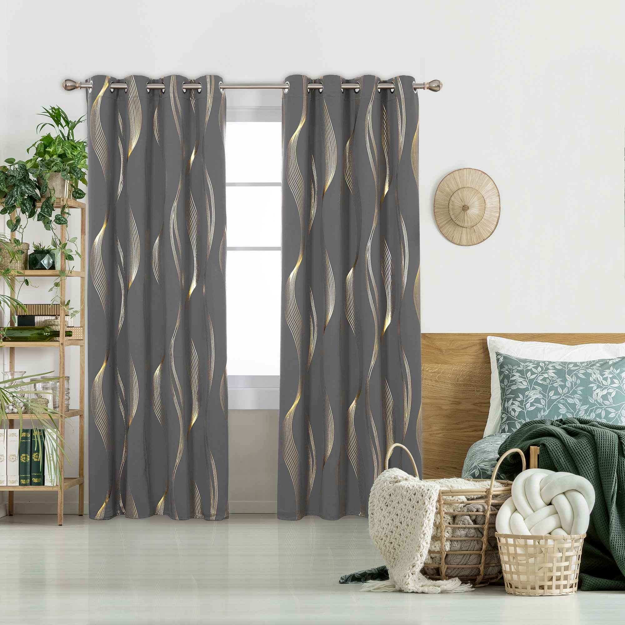 Deconovo Geometric Blackout Thermal Curtain Pair & Reviews | Wayfair