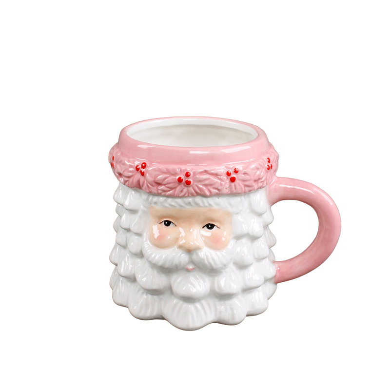 Dakota Fields 18 Oz Pink Ceramic Santa Mug | Wayfair