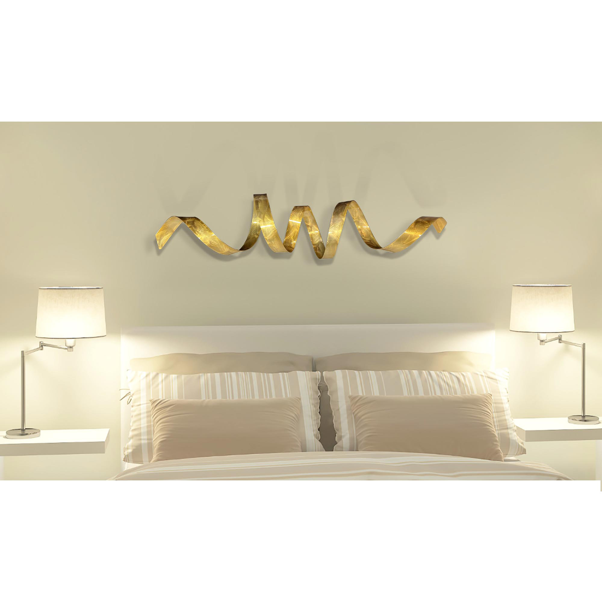 Statements2000 Gold Wall Twist Metal Wall Decor - 44" x 10"- Modern ...