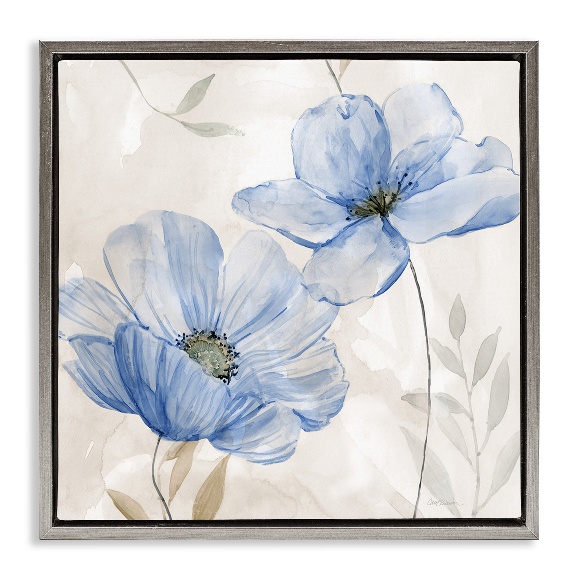 Latitude Run® Subtle Flower Duo Framed Floater Canvas Wall Art, design ...