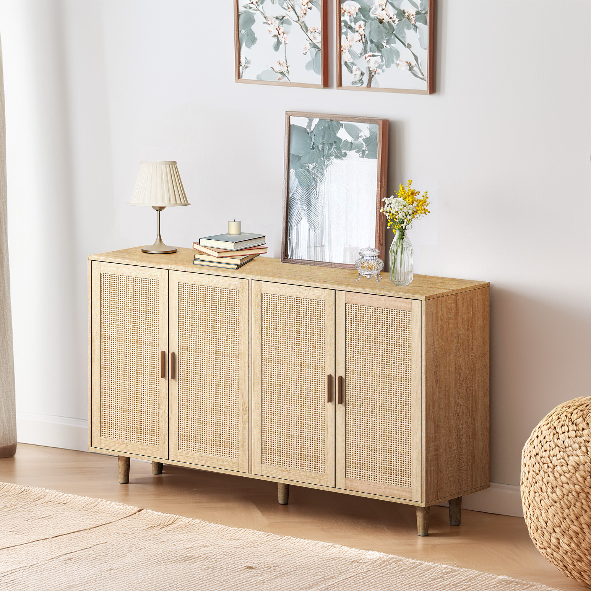 Bay Isle Home™ Elegant And Functional 4-Door Rattan Decorative Storage ...