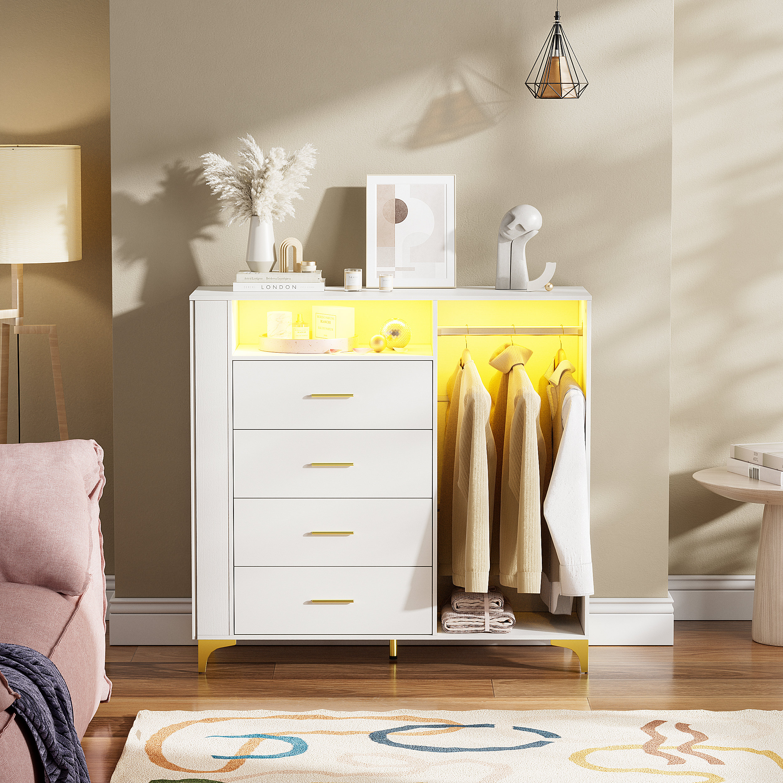 Wrought Studio Dresser For Bedroom With Jewellery Cabinet, 4 Drawers ...