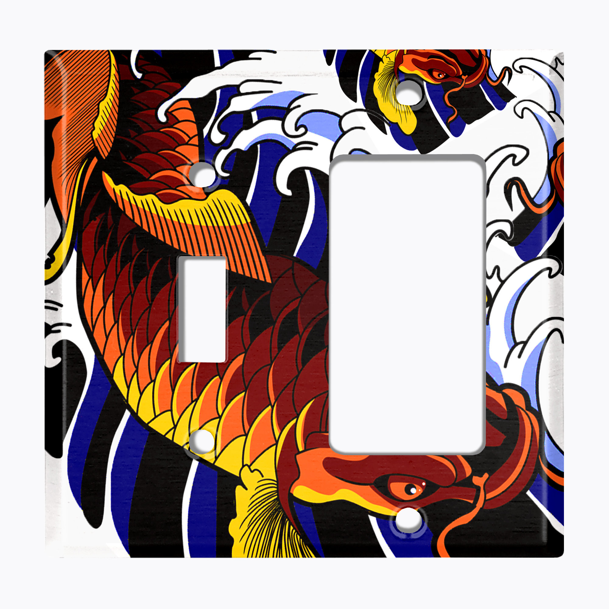 WorldAcc Metal Light Switch Plate Outlet Cover (Red Koi Fish - Single ...