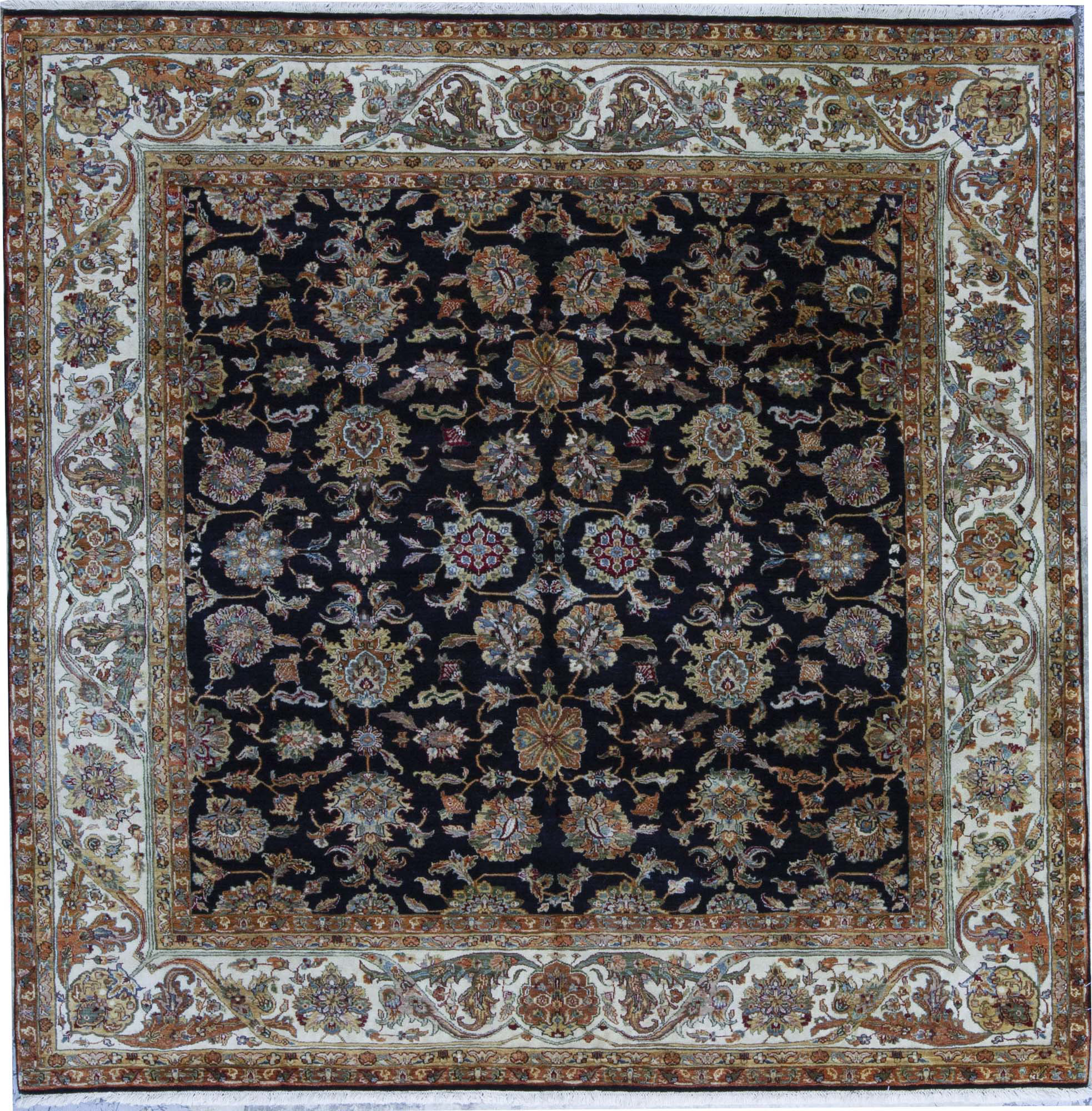Bokara Rug Co., Inc. Hand-Knotted High-Quality Black and Cream Area Rug ...