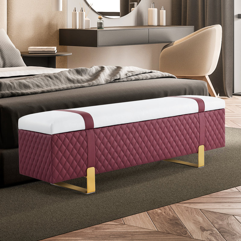 Mercer41 Modern Storage Ottoman Bench, Faux Leather Upholstered ...