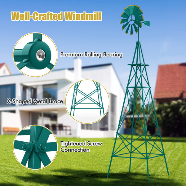 Arlmont & Co. Sumaia 100'' H Metal Windmill Weathervane | Wayfair