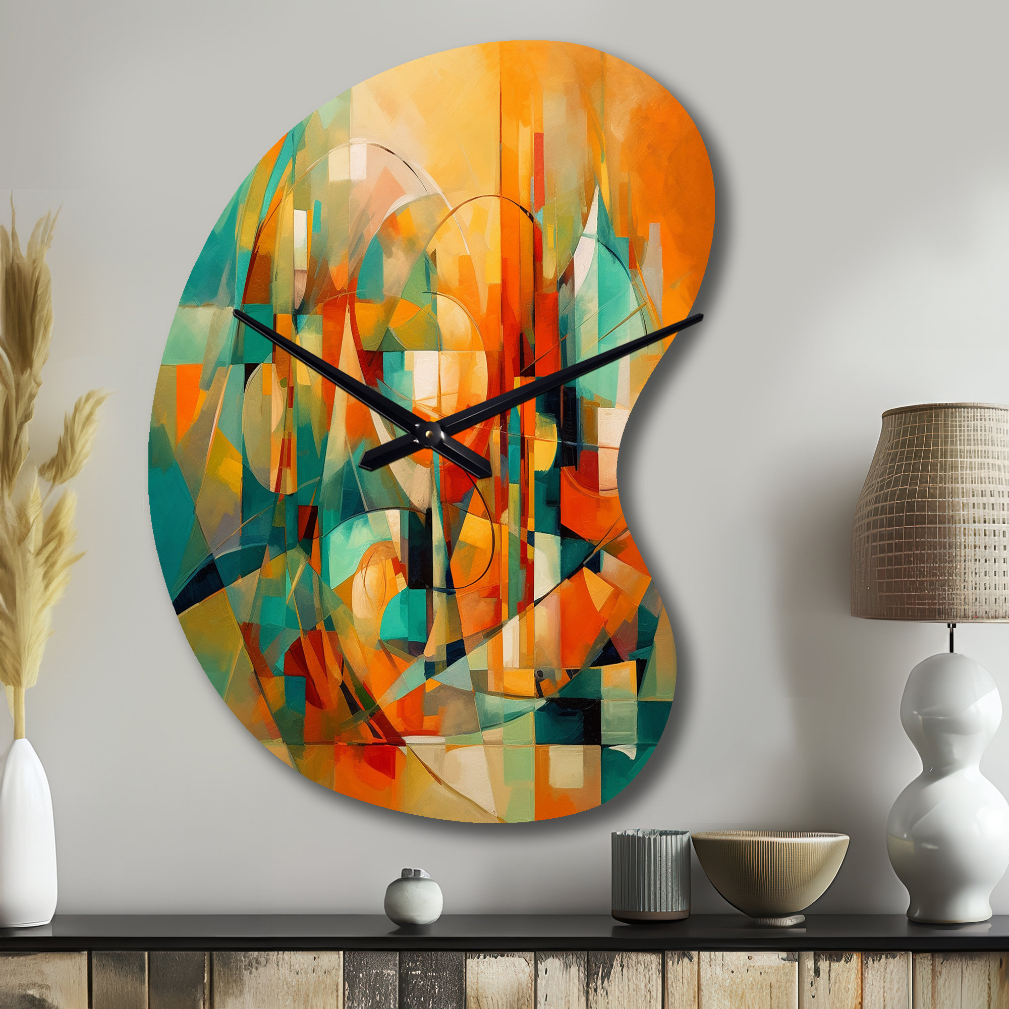 East Urban Home Kaycion - Boom Shape Orange Wall Clock Sculpture | Wayfair