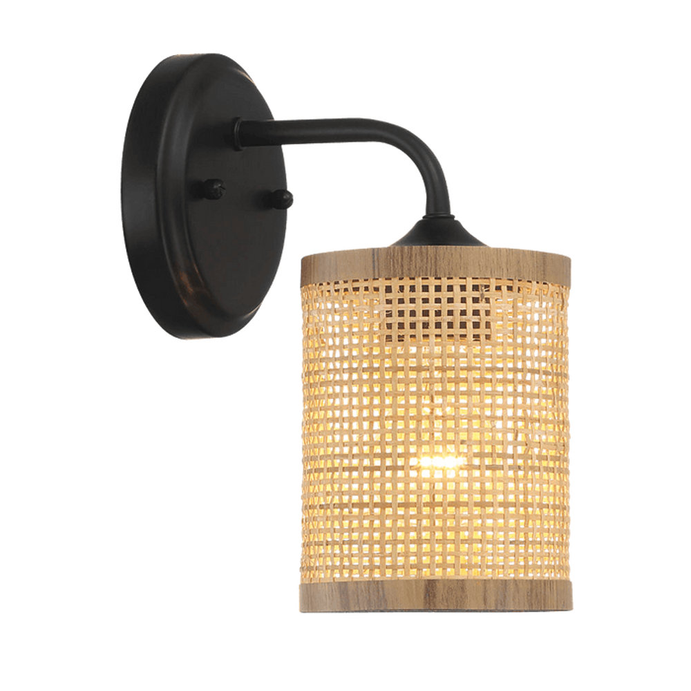 Bayou Breeze Reef Single Lights Wall Sconce With Natural Rattan Shade ...