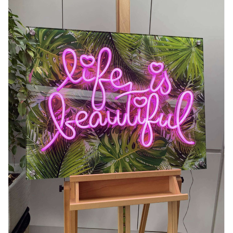 Rock Salt Prints Life Is Beautiful Tropical LED Neon Wall Art Sign ...